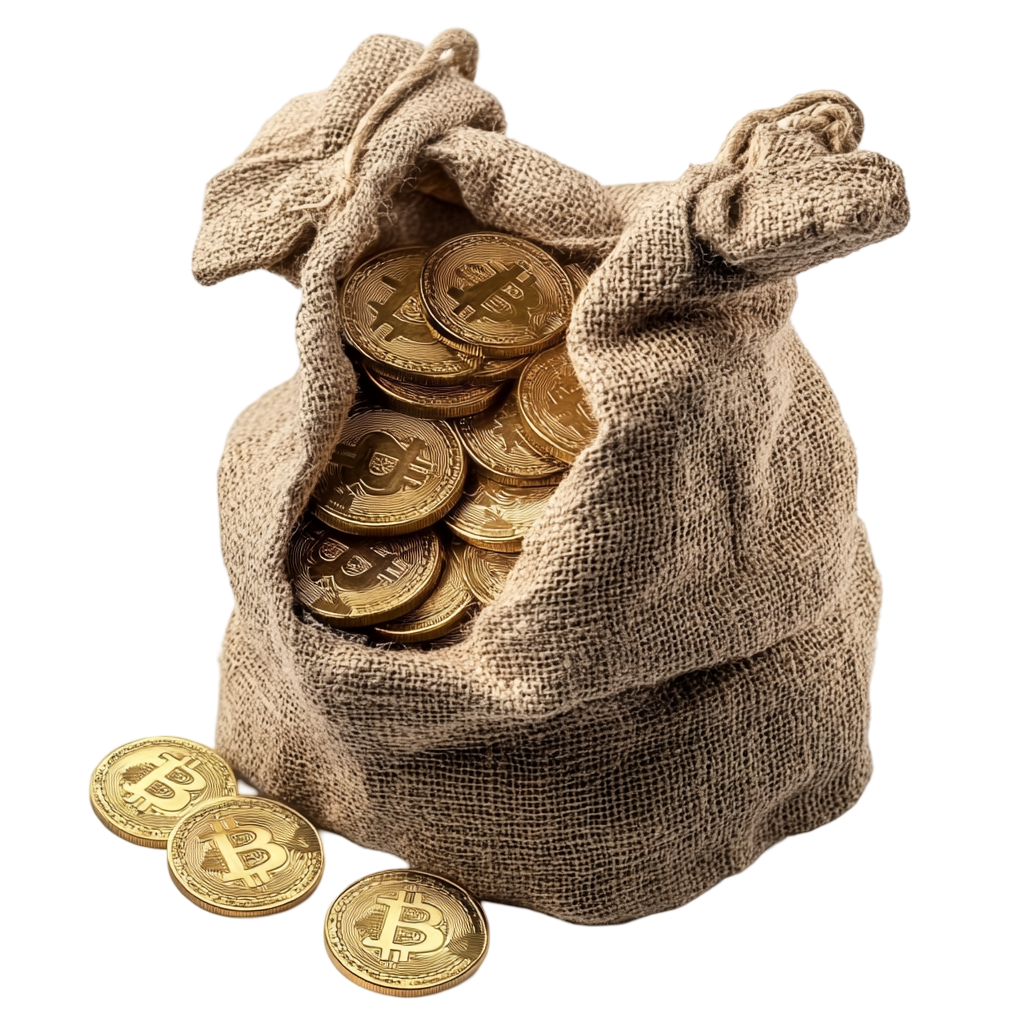 Free: Realistic Luxury Bitcoin Bag with Coins Isolated - nohat.cc