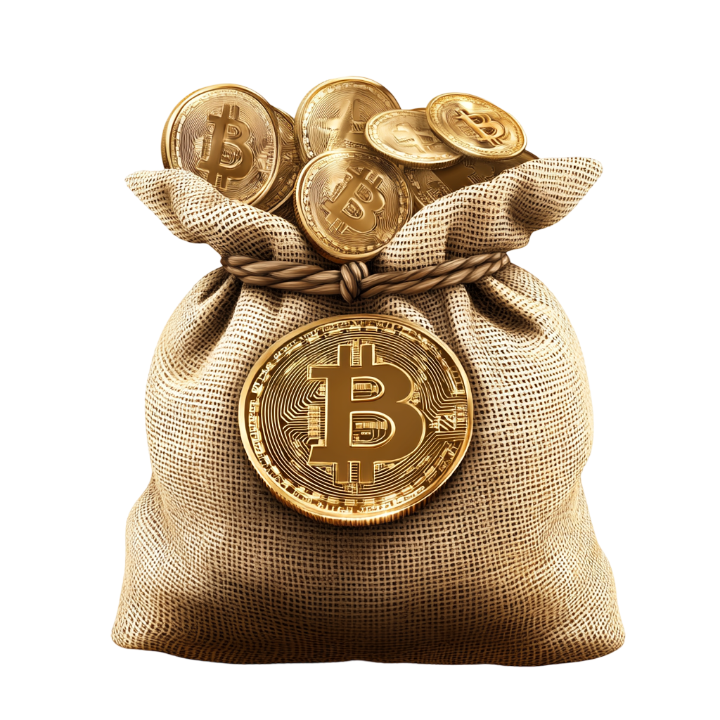 Free: Realistic Luxury Bitcoin Bag with Coins Isolated - nohat.cc