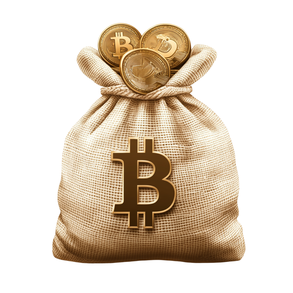 Free: Realistic Luxury Bitcoin Bag with Coins Isolated - nohat.cc
